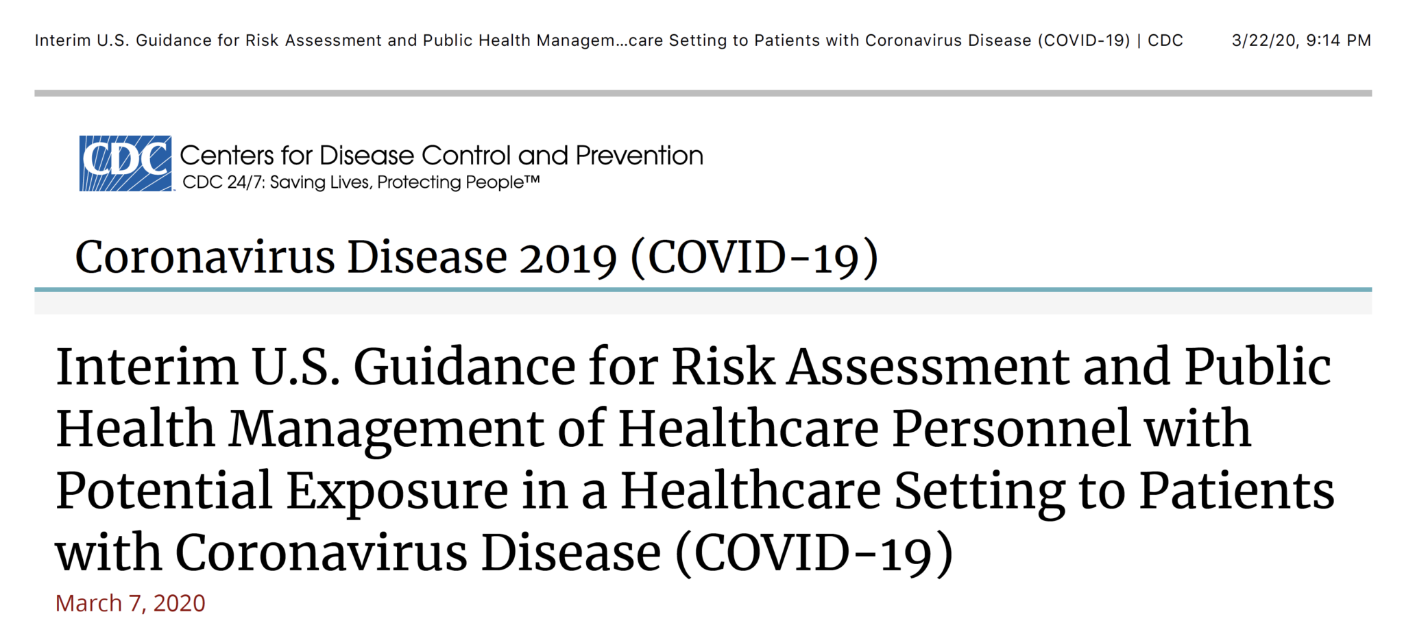 COVID-19: The 3 Exposure Levels of Risk for Healthcare Personnel ...